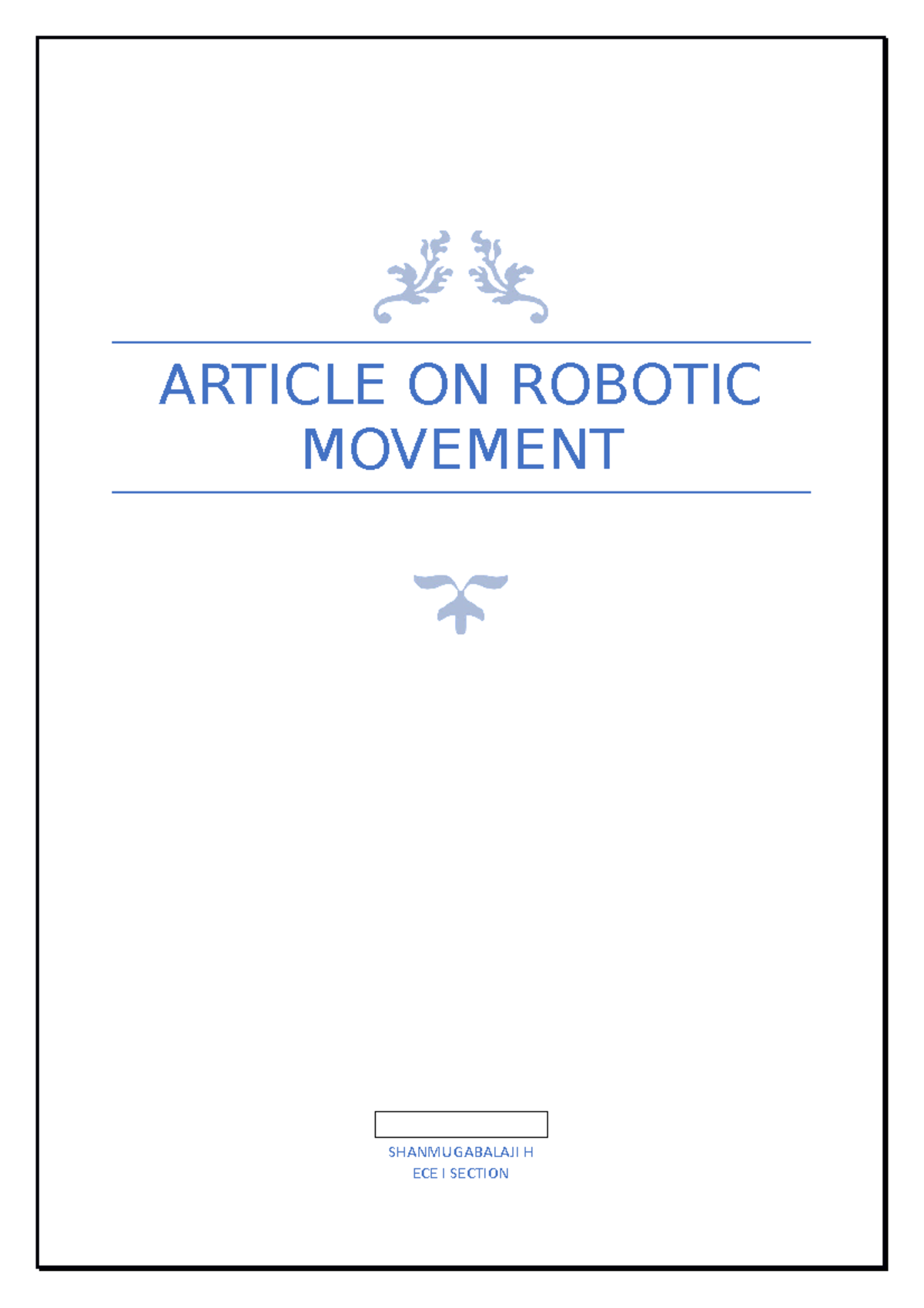 Article on Robotic movement - ARTICLE ON ROBOTIC MOVEMENT ...
