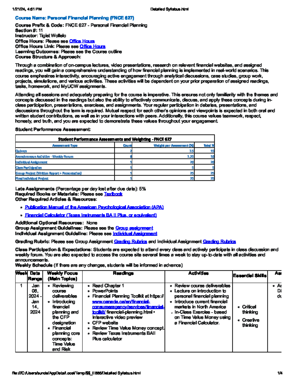 Finance syllabus - !"# $ %%&'(( - Studocu