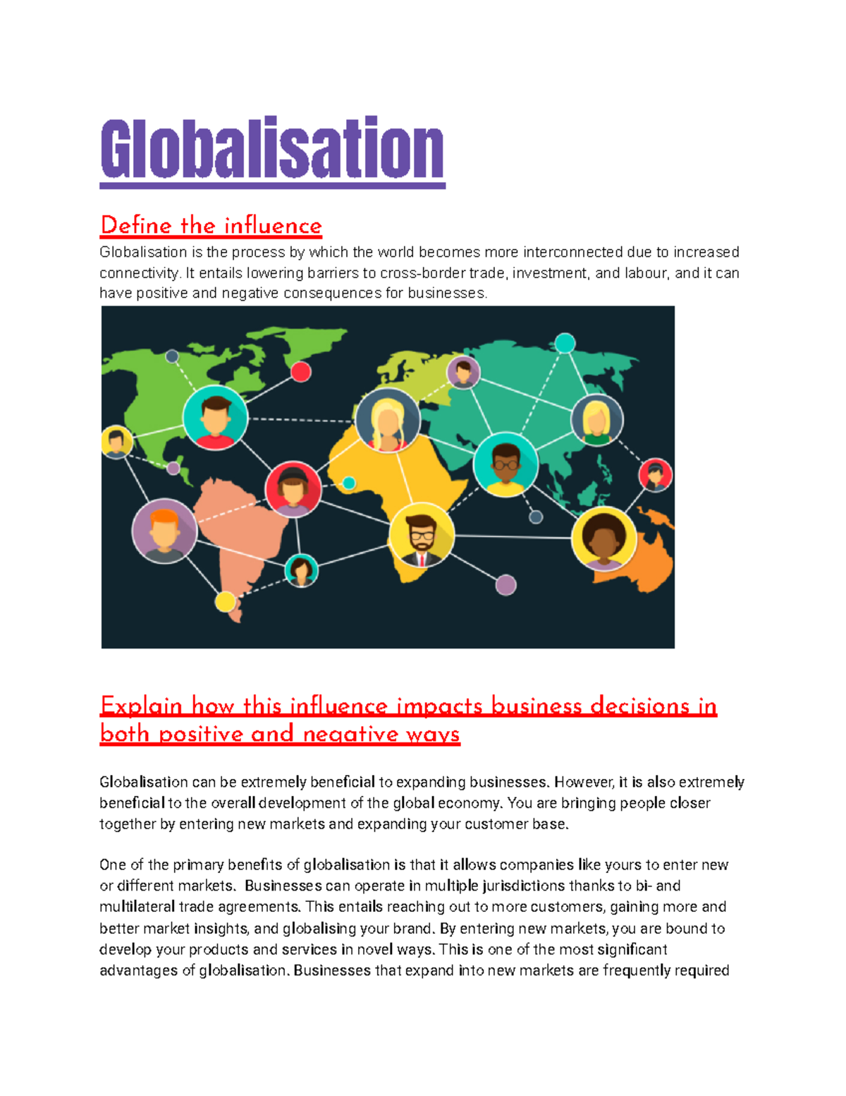 Globalisation - Globalisation Define the influence Globalisation is the ...