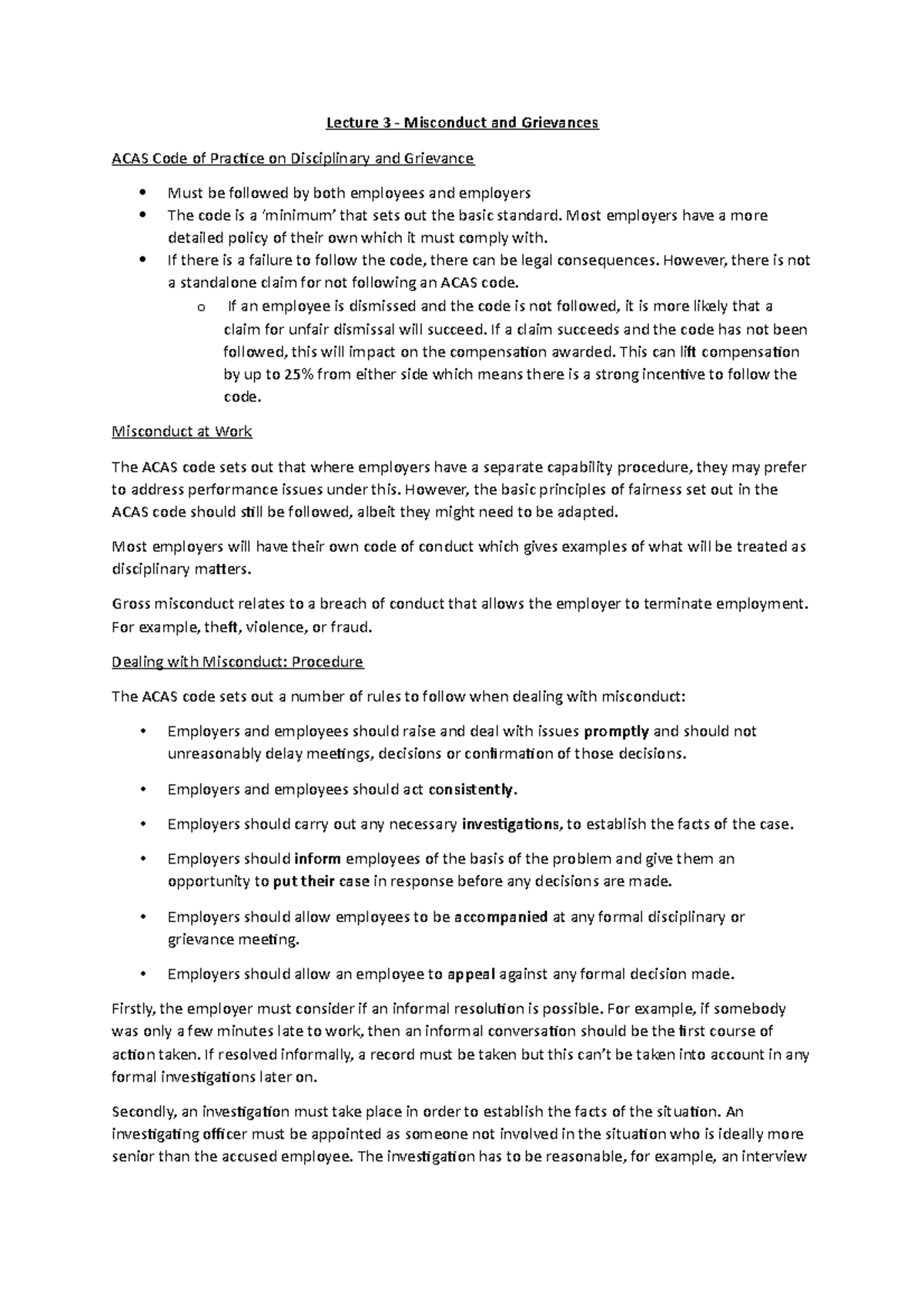 Lecture 3 - Misconduct and Grievances - Lecture 3 - Misconduct and ...