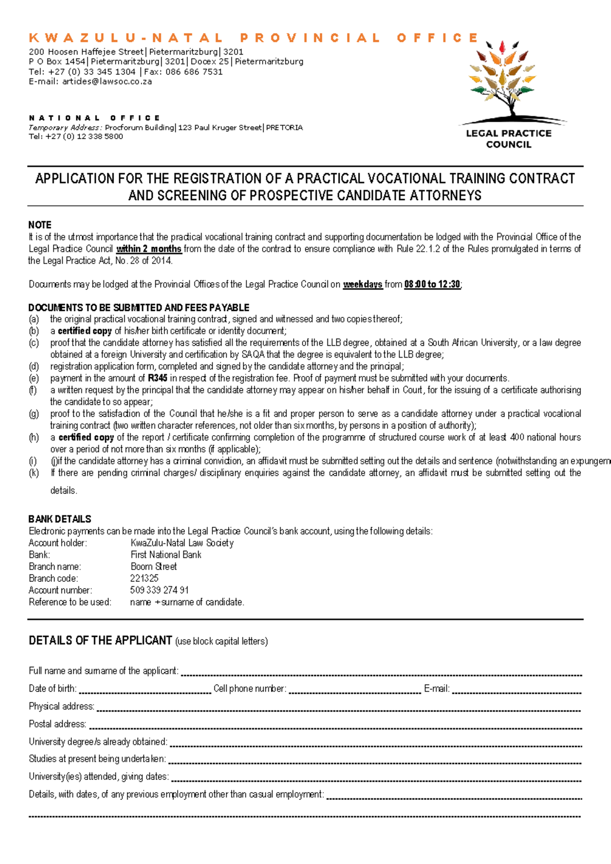 Application-for-registration-of-PVTC.CA - K W A Z U L U - N A T A L P R ...