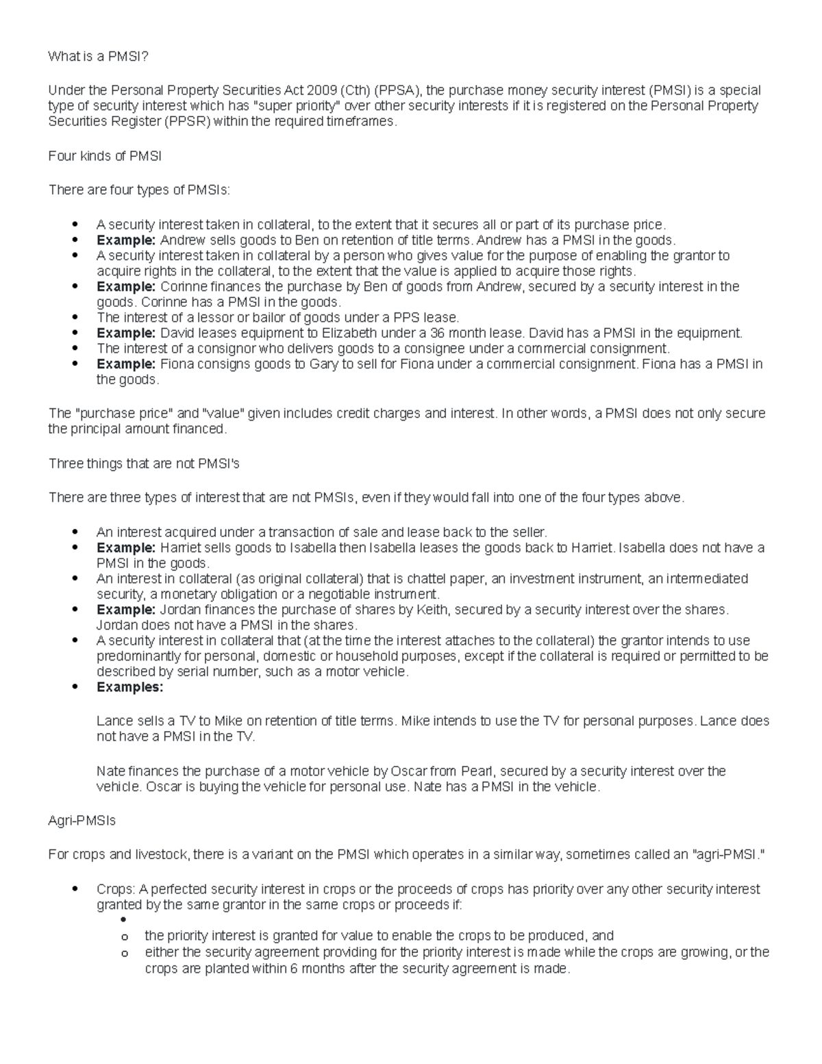 What is a PMSI - PMSI notes - What is a PMSI? Under the Personal ...