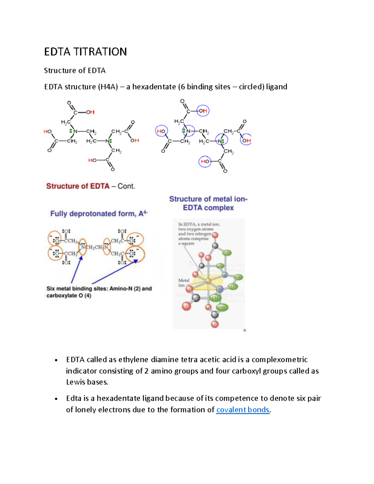 Module 4 Lesson 2 - For educational purposes only - EDTA TITRATION ...