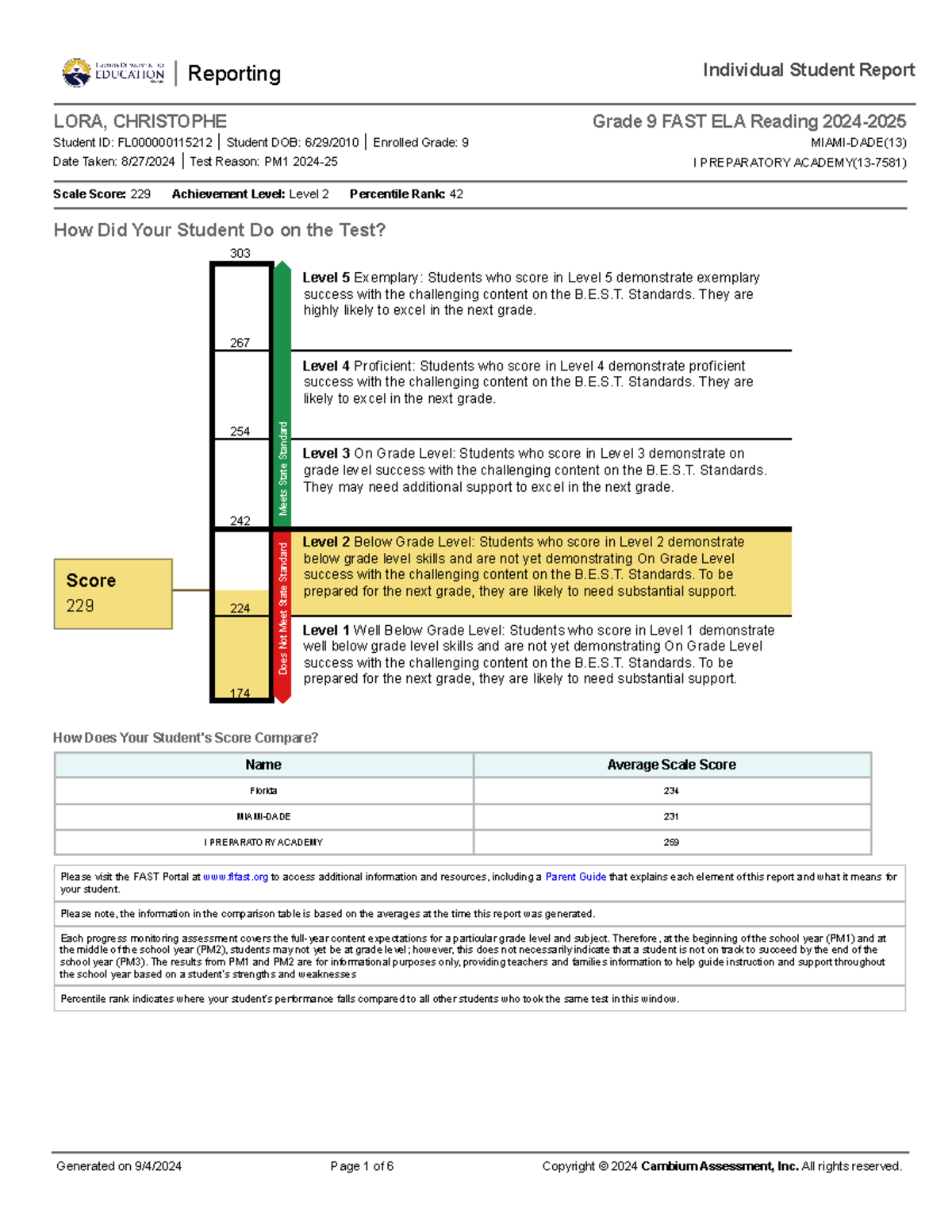 Grade 9 FAST PM1 ELA Reading - ####### Please note, the information in ...