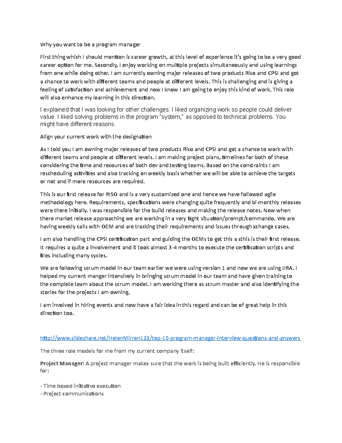 PM - PM details - Why you want to be a program manager First thing ...