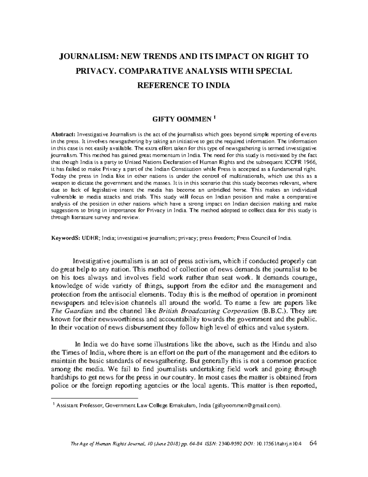 Journalism NEW Trends AND ITS Impact ON Right TO P - JOURNALISM: NEW ...