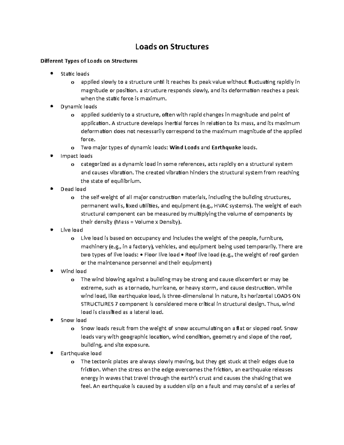 Loads on Structures - a structure responds slowly, and its deformation ...