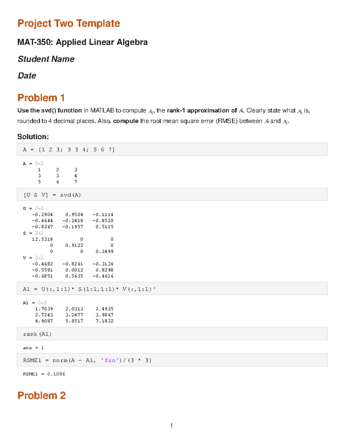 Project 2 - Project Two Template MAT-350: Applied Linear Algebra ...