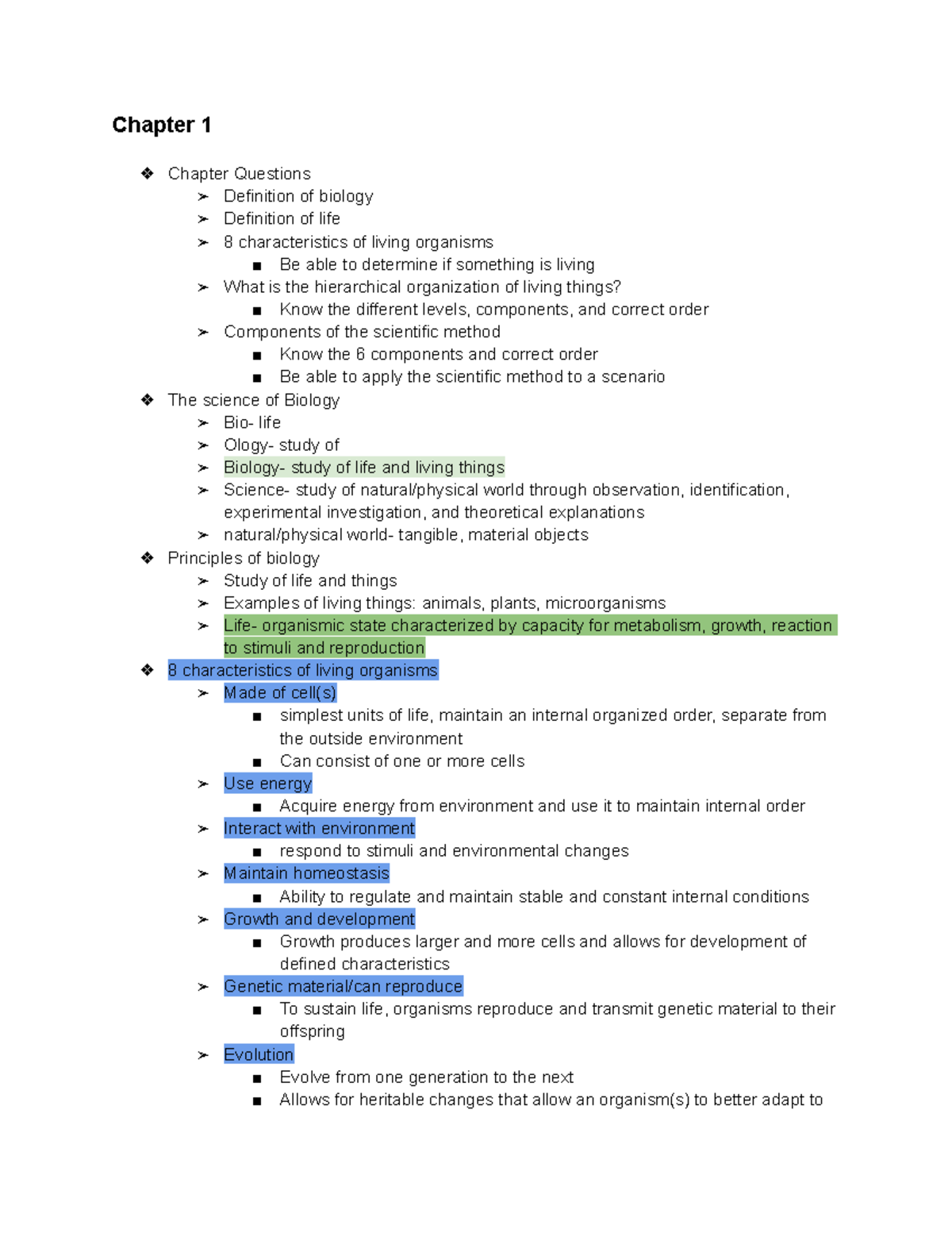 Biology 1 - Lecture notes from Dr. Evan Kaplan for the first exam ...