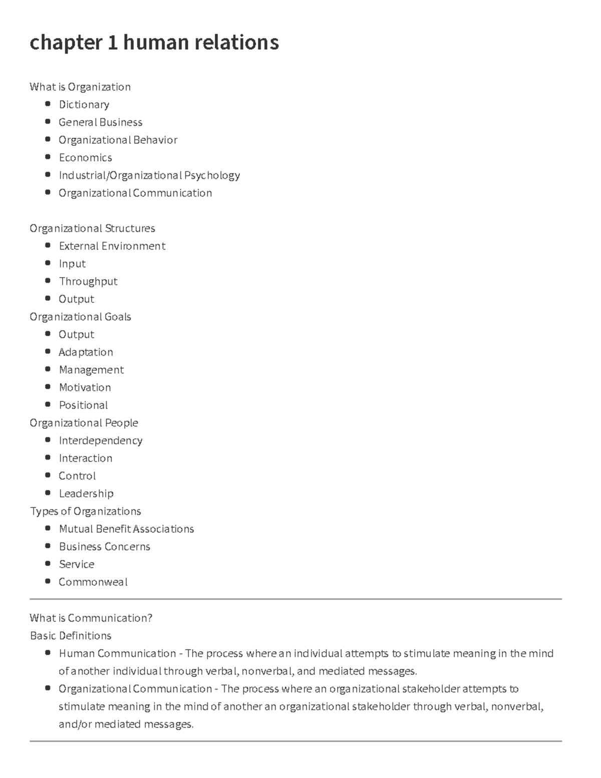 Chapter 1 human relations notes - chapter 1 human relations What is ...