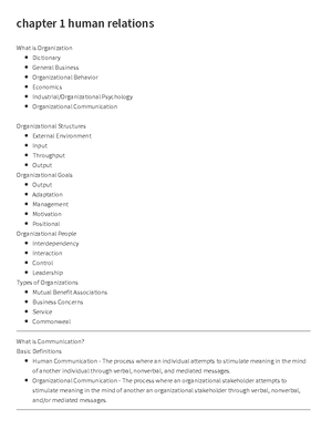 Chapter 2 human relations notes - chapter 2 human relations Defining ...