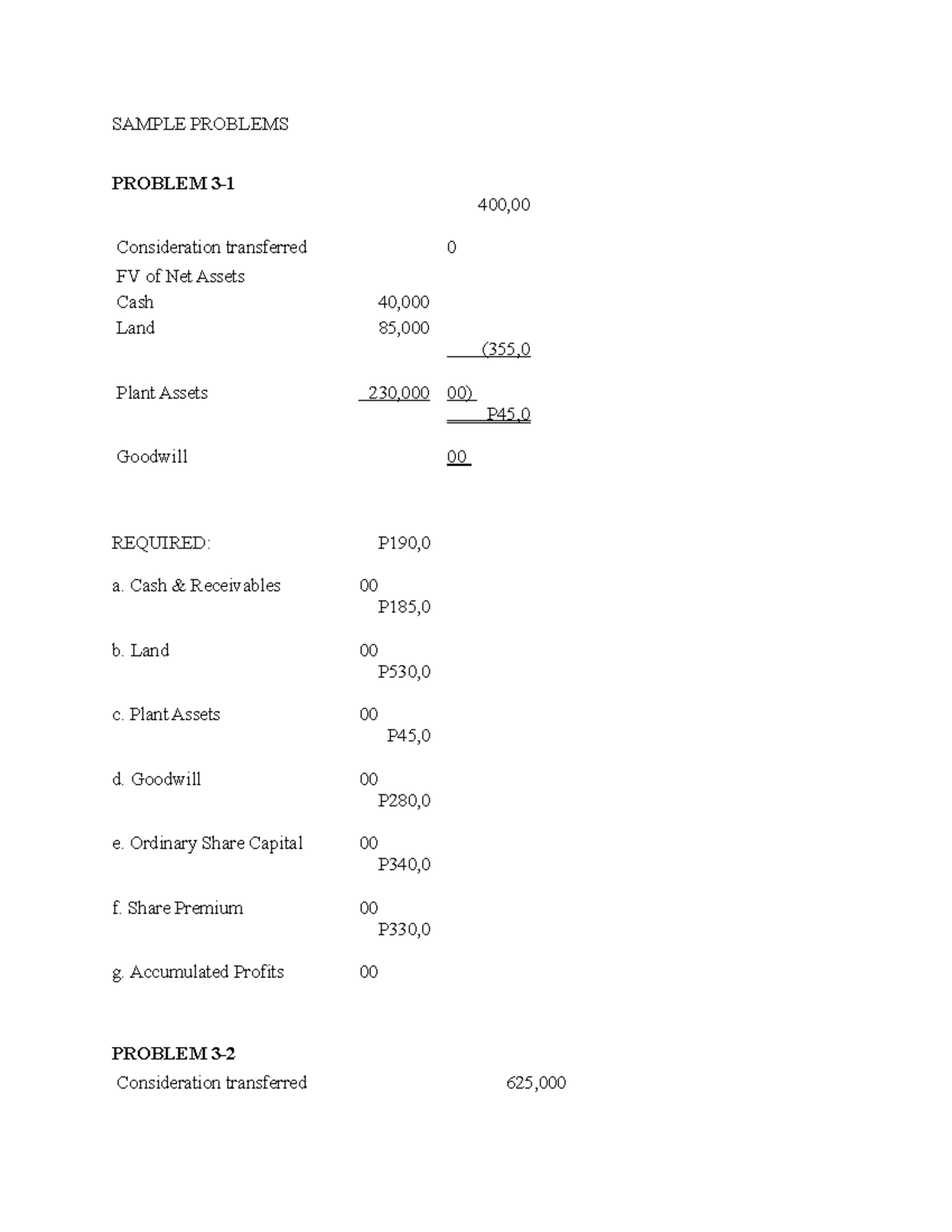 Sample Problems - Accounting for Business Combination - Accountancy ...