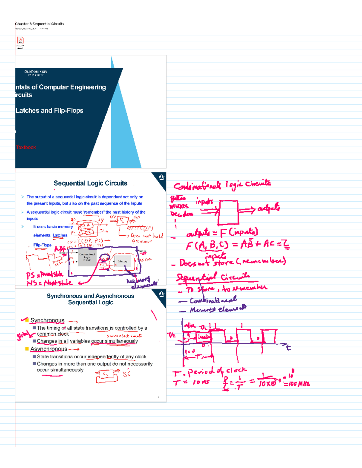 Chapter 3 Sequential Circuits - ECE 241 - Lecture 7- slices ŚĂƉƚĞƌ ϯ ^ĞƋƵĞŶƚŝĂů ŝƌĐƵŝƚƐ DŽŶĚĂLJ͕ ...