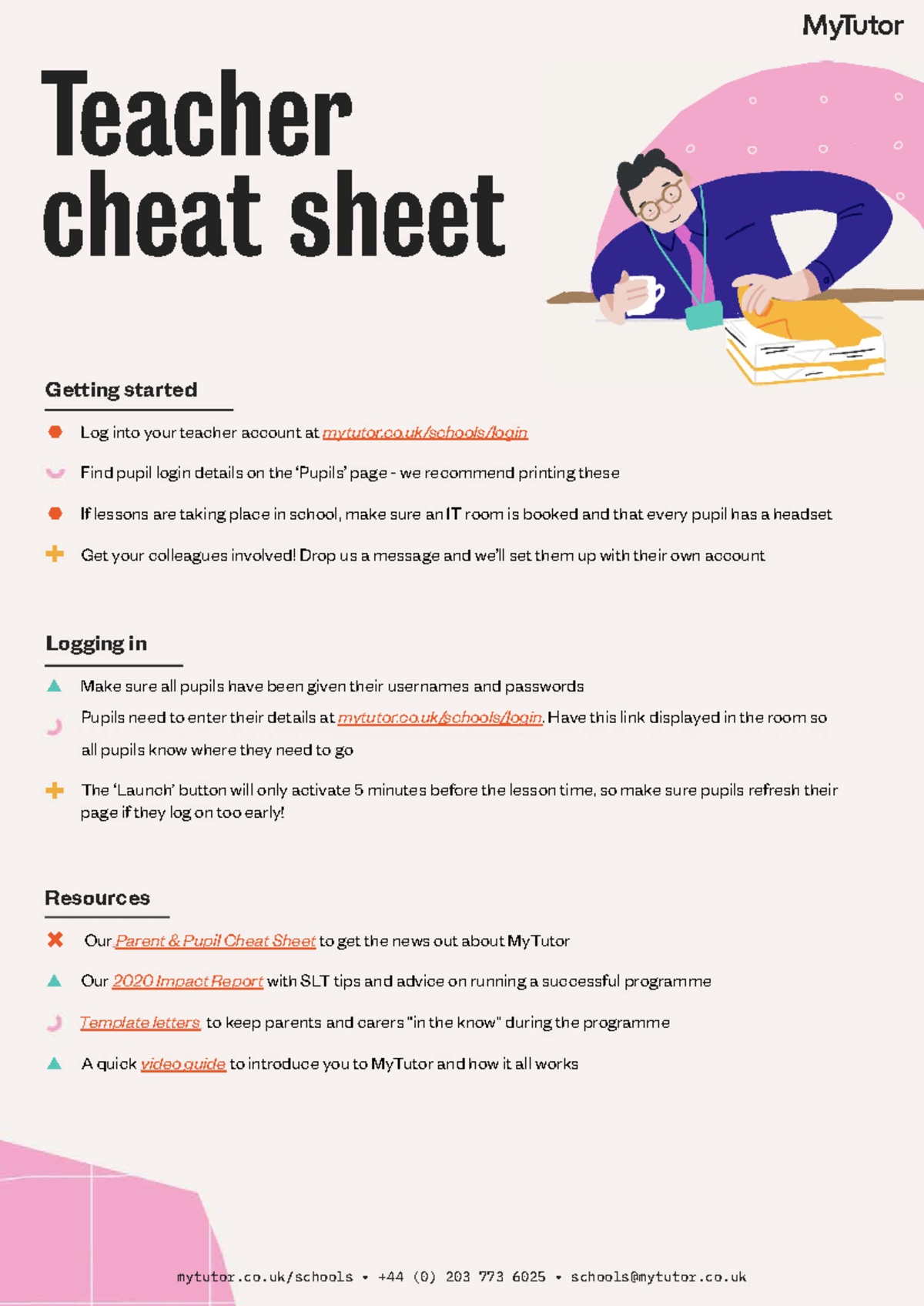 Copy of My Tutor - Teacher Cheat Sheet - Teacher cheat sheet Getting ...