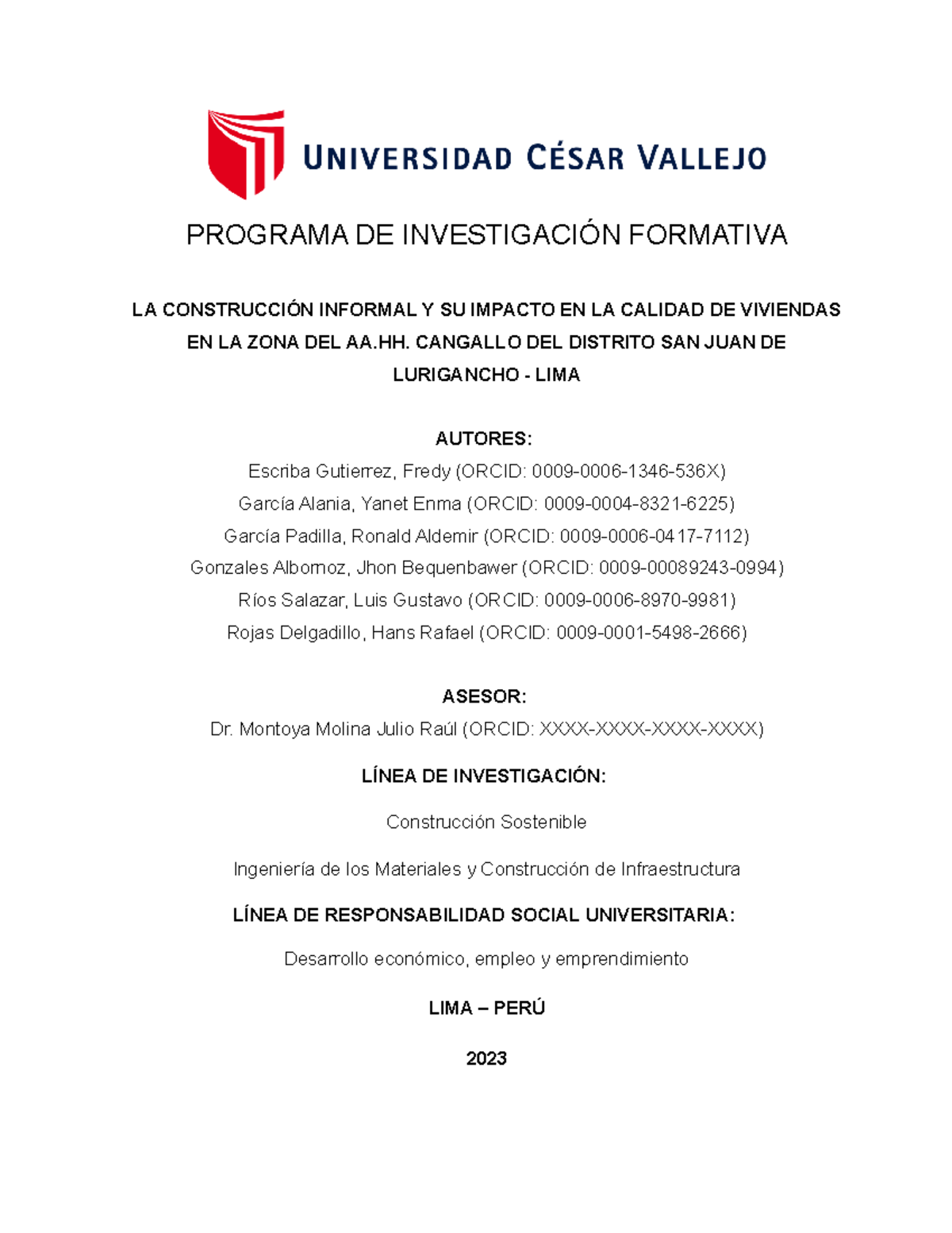 Informe de Investigacion - PROGRAMA DE INVESTIGACIÓN FORMATIVA LA ...