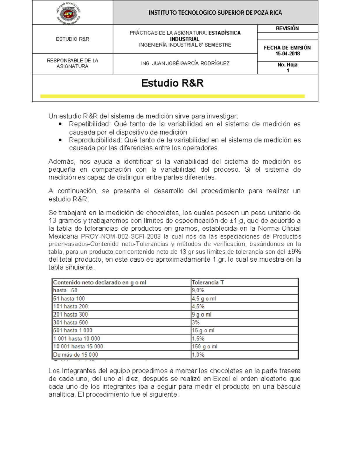 Ejemplo estudio R and R formulas y soluc - Un estudio R&R del sistema de medición sirve para ...