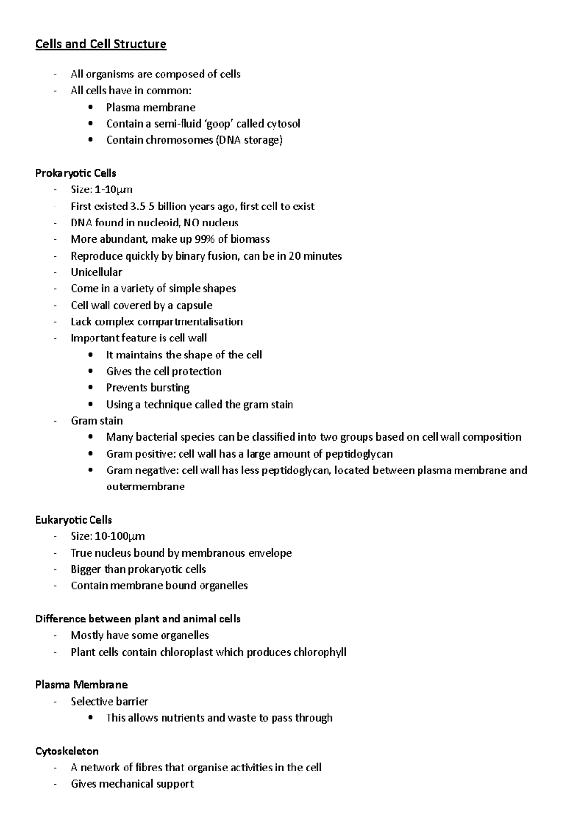 Lecture notes, lecture 3 - cell membranes - Cells and Cell Structure ...