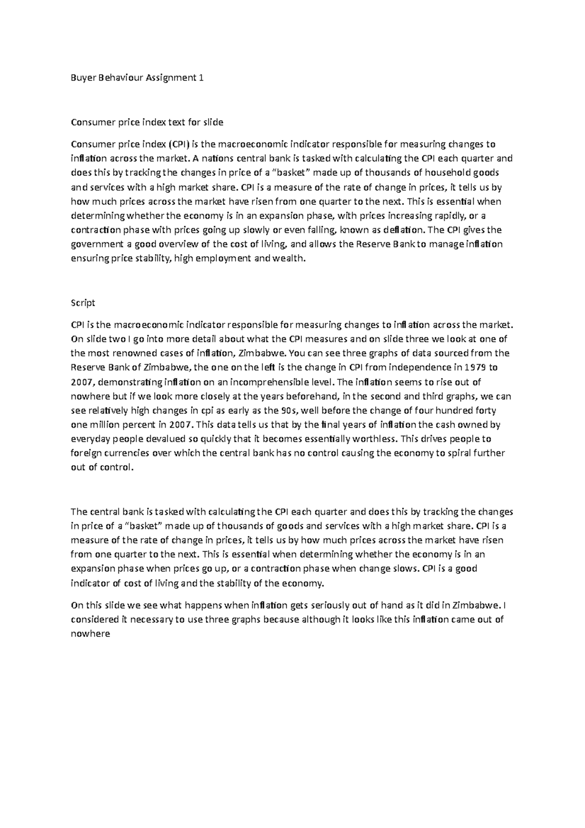 Macroeconomic Indicator Assignment 1 - Buyer Behaviour Assignment 1 ...