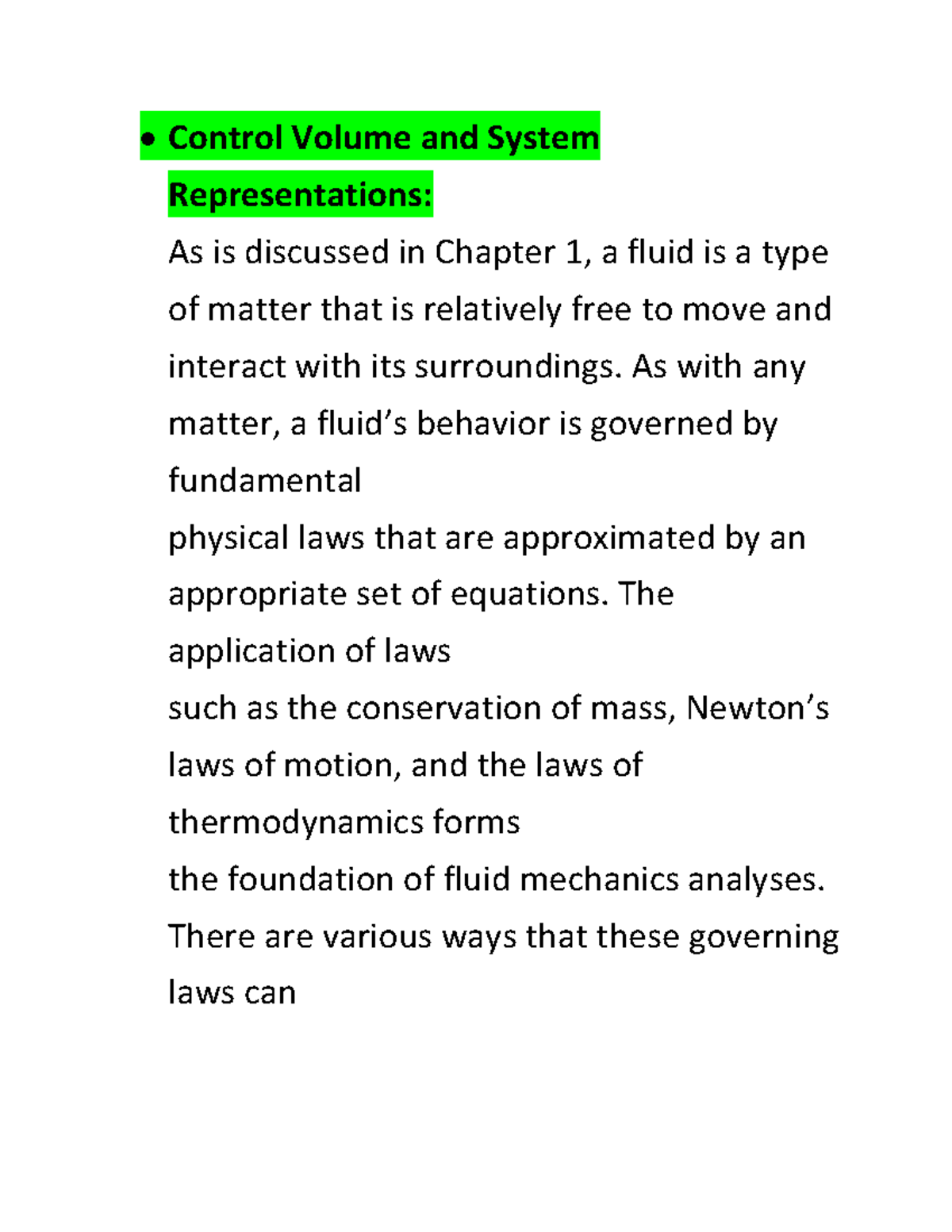 Control Volume and System Representations - Control Volume and System ...