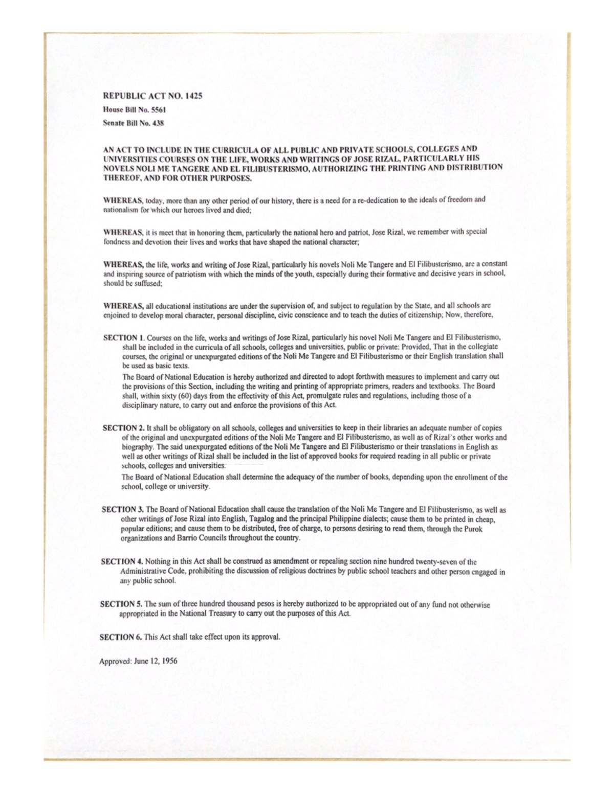 RA-1425 - RA-1425 - The Life And Works Of Rizal - Studocu