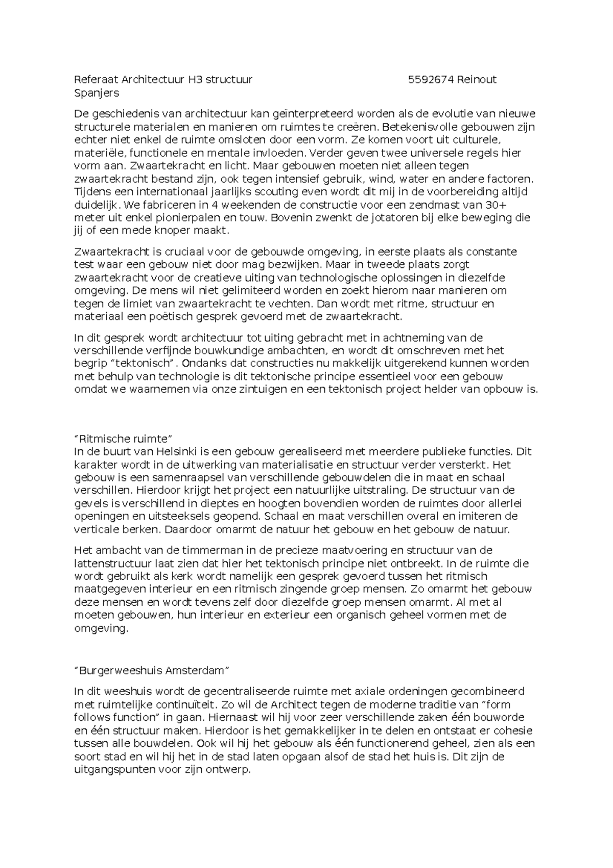 BB Referaat Architectuur H3 structuur - Referaat Architectuur H3 ...