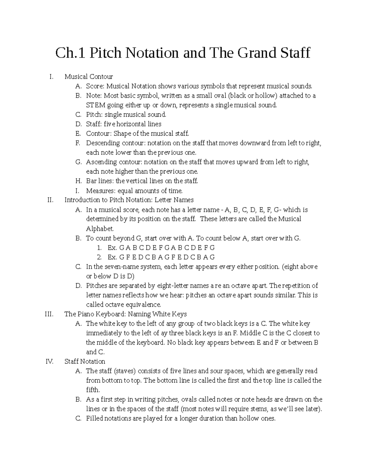 CH.1 Textbook Notes - Prof. M. Ter-Kazaryan Pitch Notation and the ...