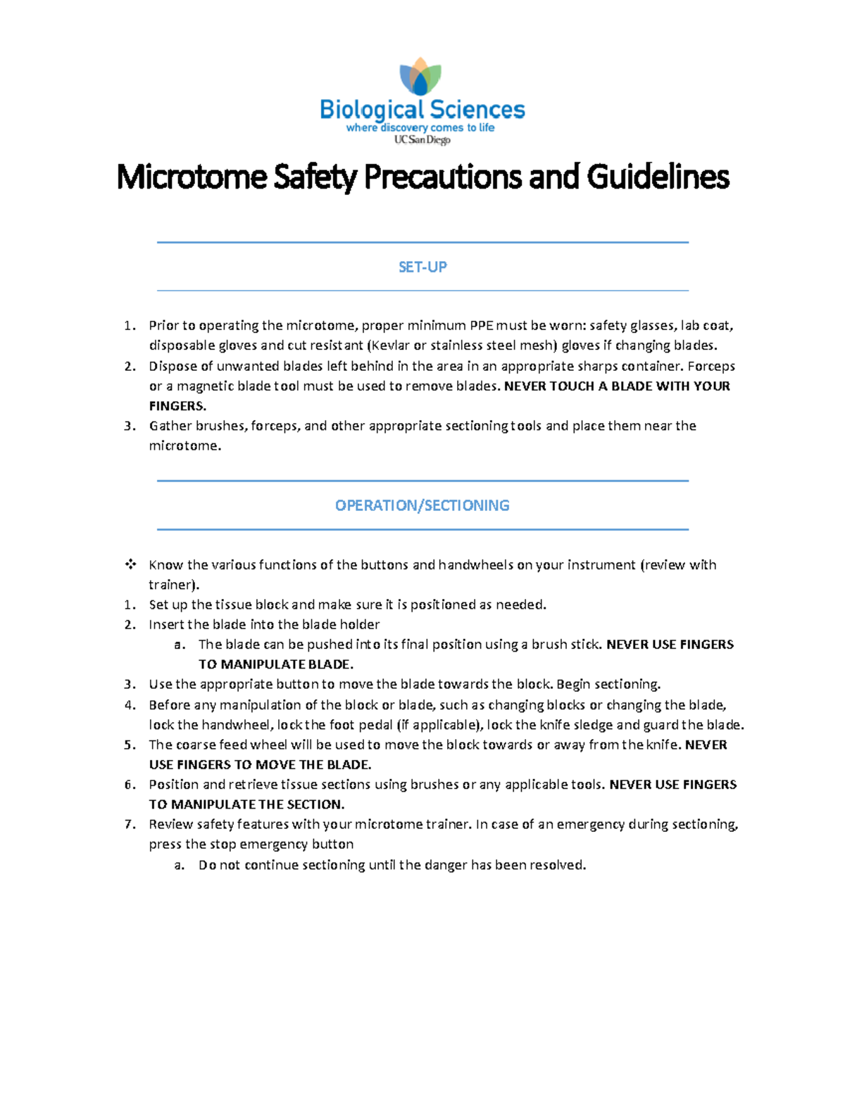 Microtome Safety Precautions and Guidelines - Microtome Safety ...