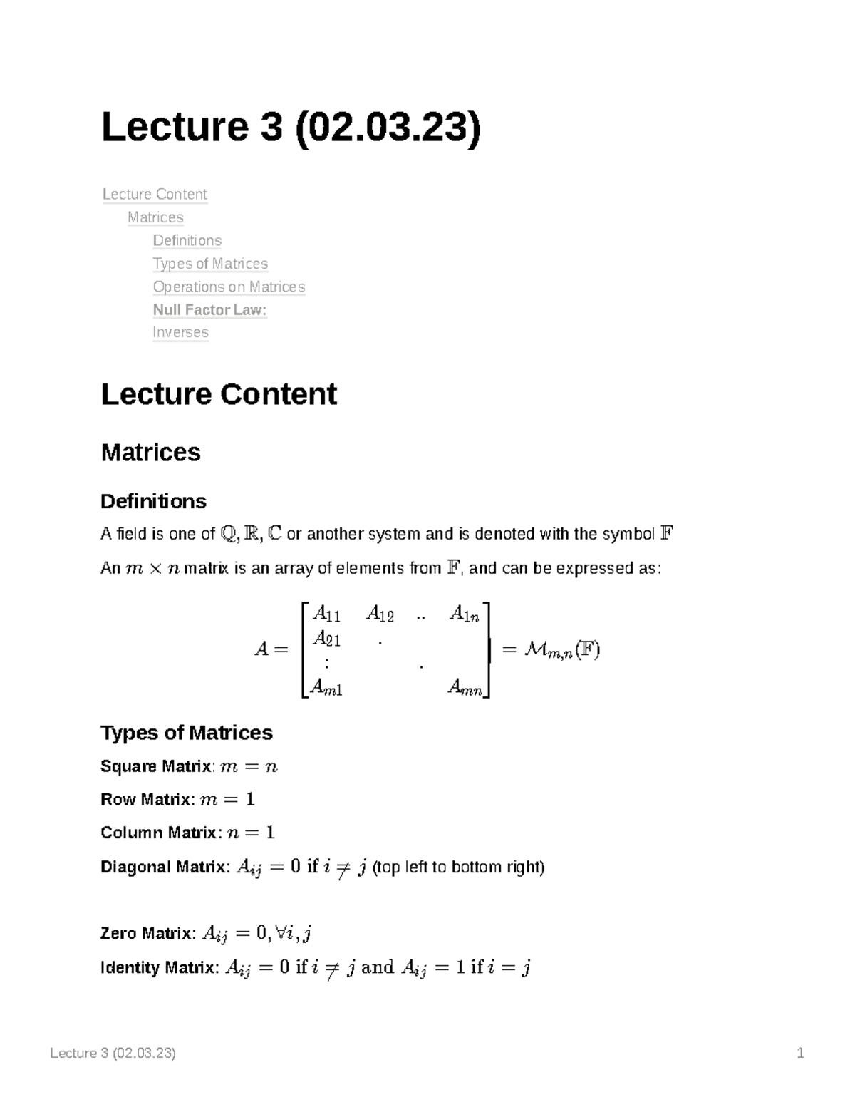 Lecture 3 in Linear Algebra Advanced - Lecture 3 (02.03) Lecture ...