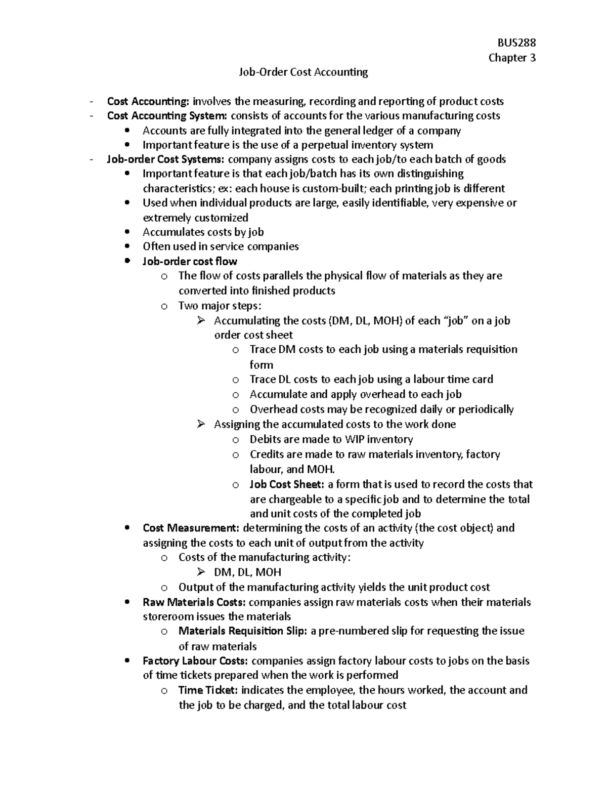 Chapter 3 - Summary Managerial Accounting: Tools for Business Decision ...
