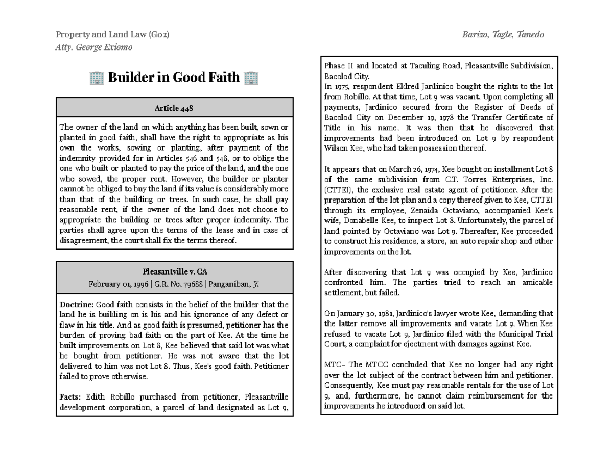 [PROP] Cornell Group Handout - Atty. George Exiomo 🏢 Builder in Good ...