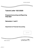 FAC1601 - Unisa - Financial Accounting and Reporting - Studocu