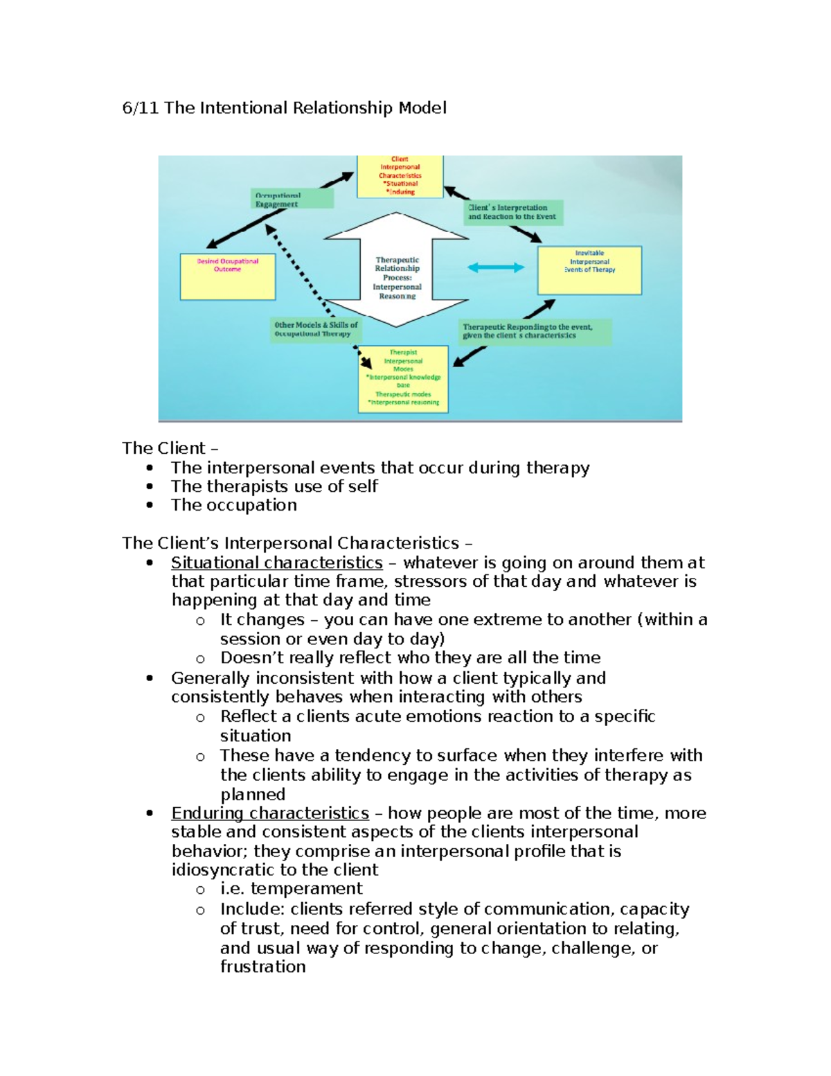 The Intentional Relationship Model - temperament o Include: clients ...