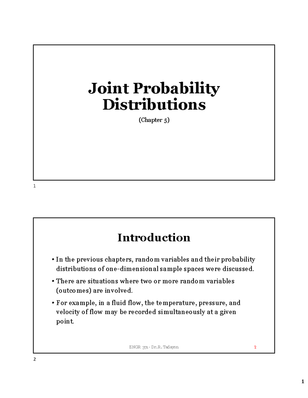 Chapter 5 - Joint Probability Distributions - Joint Probability ...