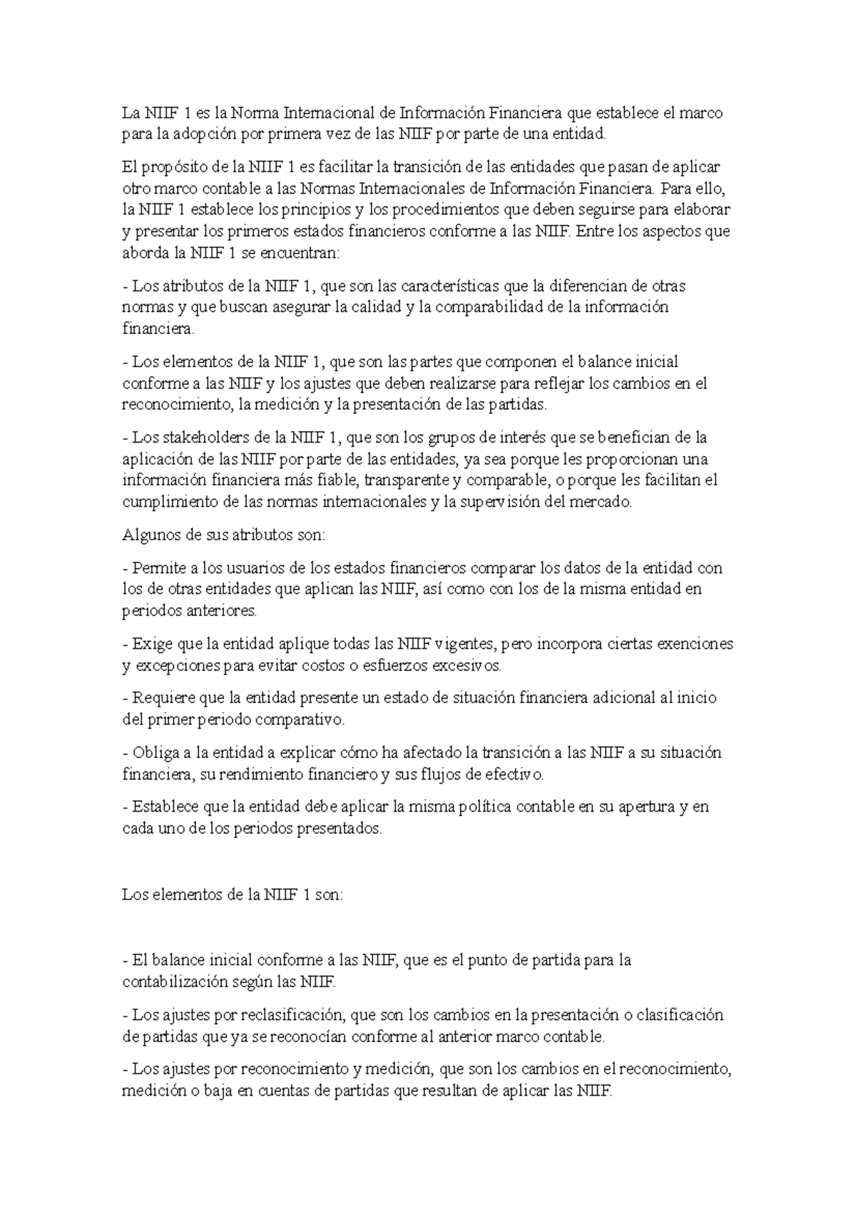 Analisis DE LA NIIF 1 Y NIC 10 - La NIIF 1 es la Norma Internacional de ...