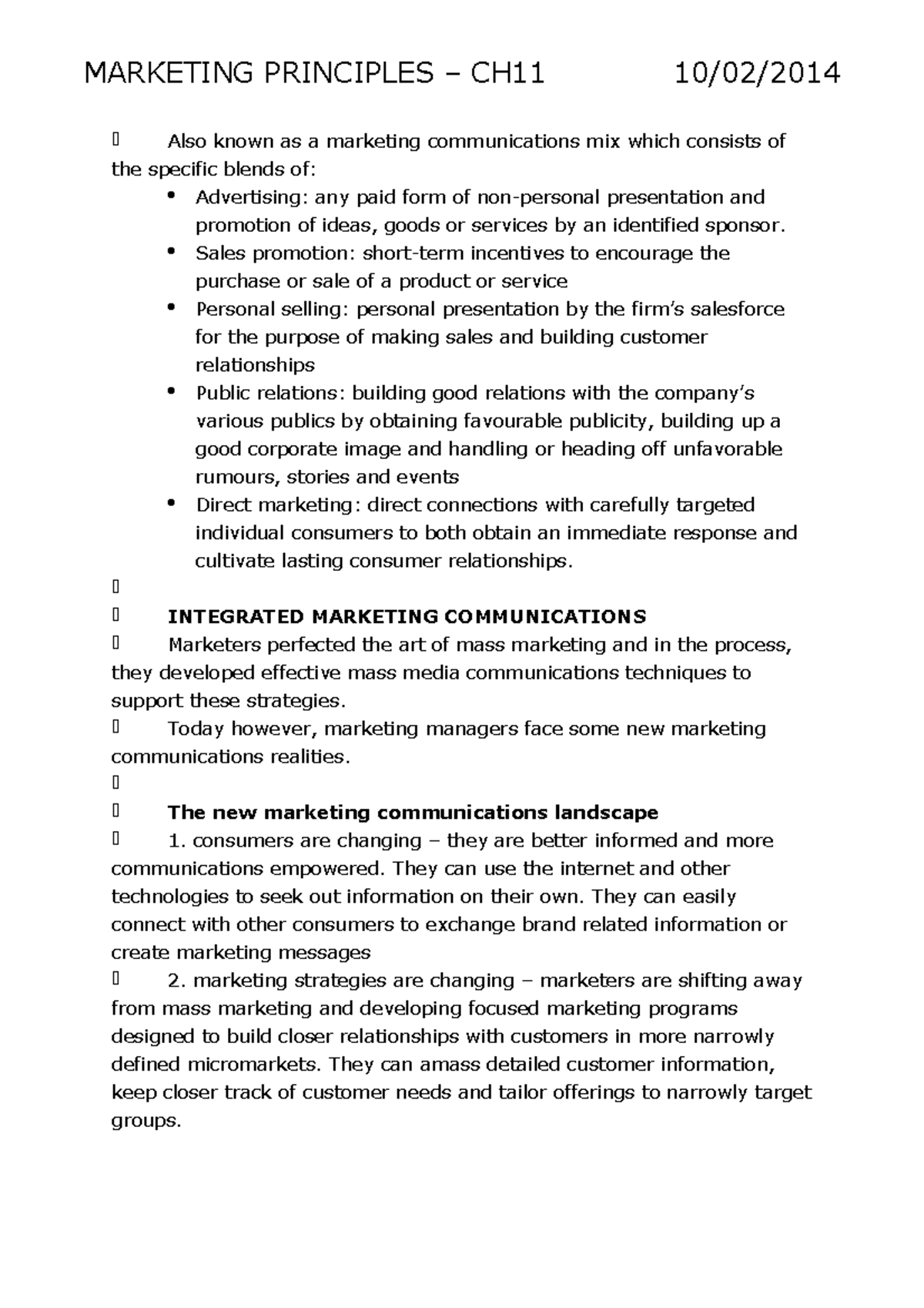 Marketing Principles – CH11 - MARKETING PRINCIPLES – CH11 10/02/ Also ...