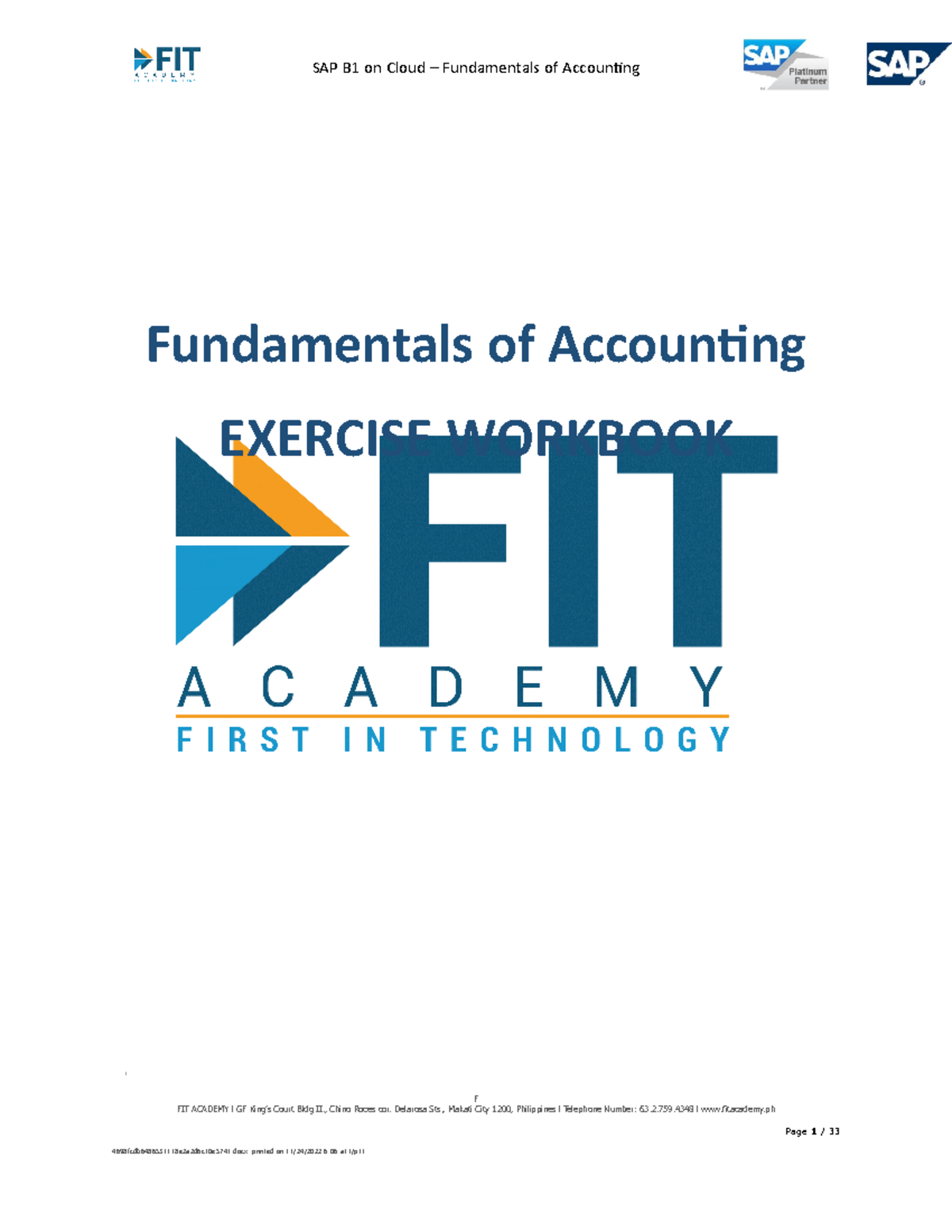 Fund Acc Exercise Workbook - Fundamentals of Accounting EXERCISE ...