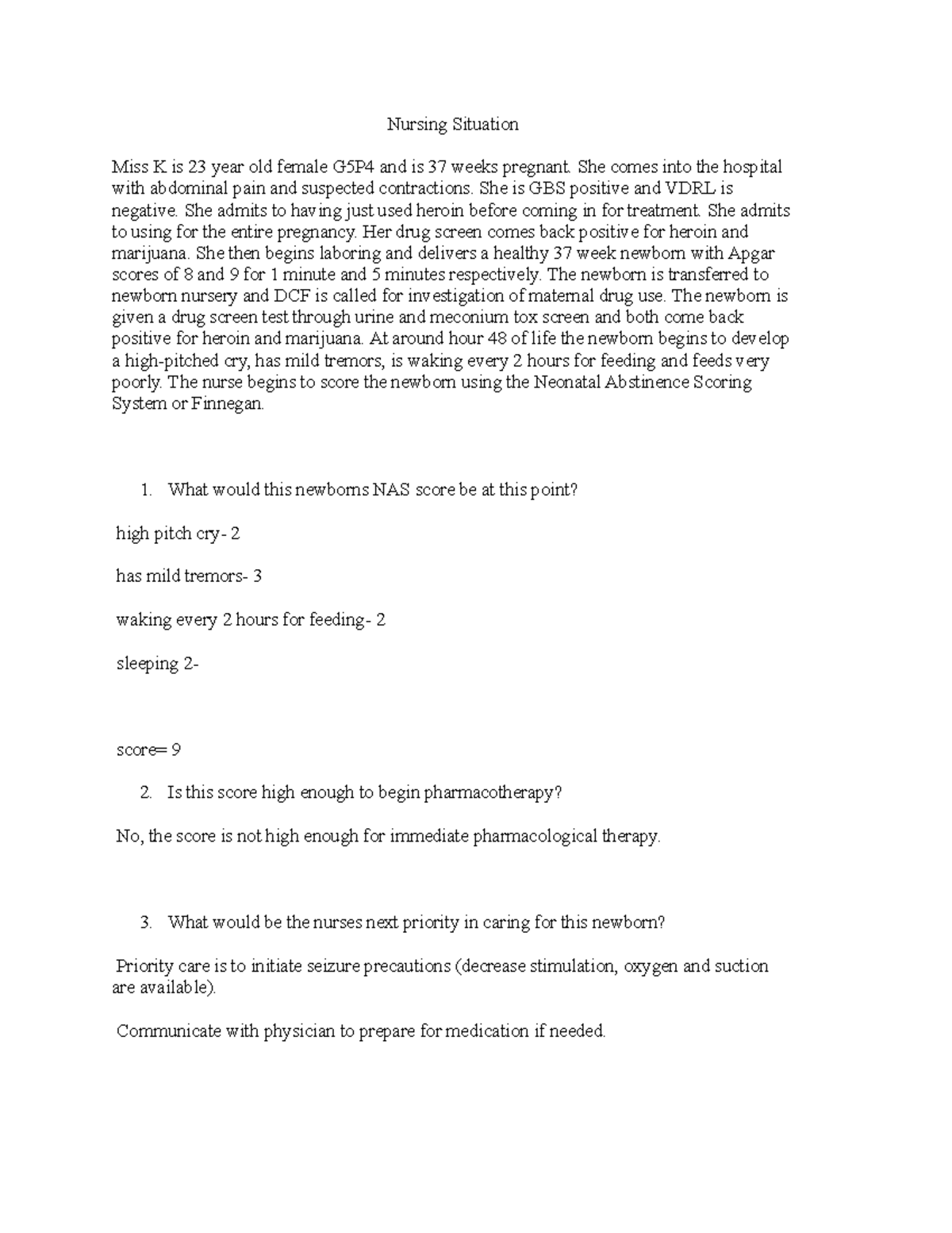 NAS+Nursing+Situation - Nursing Situation Miss K is 23 year old female ...