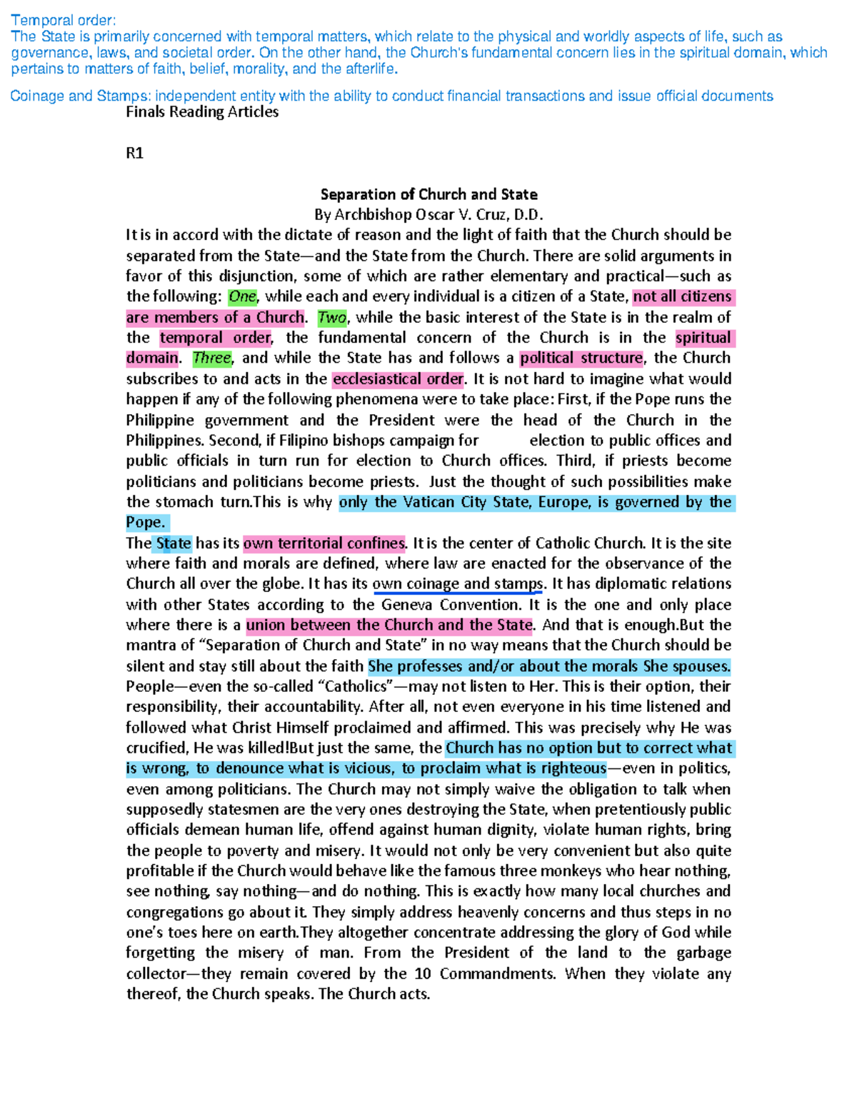 Finals Reading Articles - Finals Reading Articles R Separation of ...