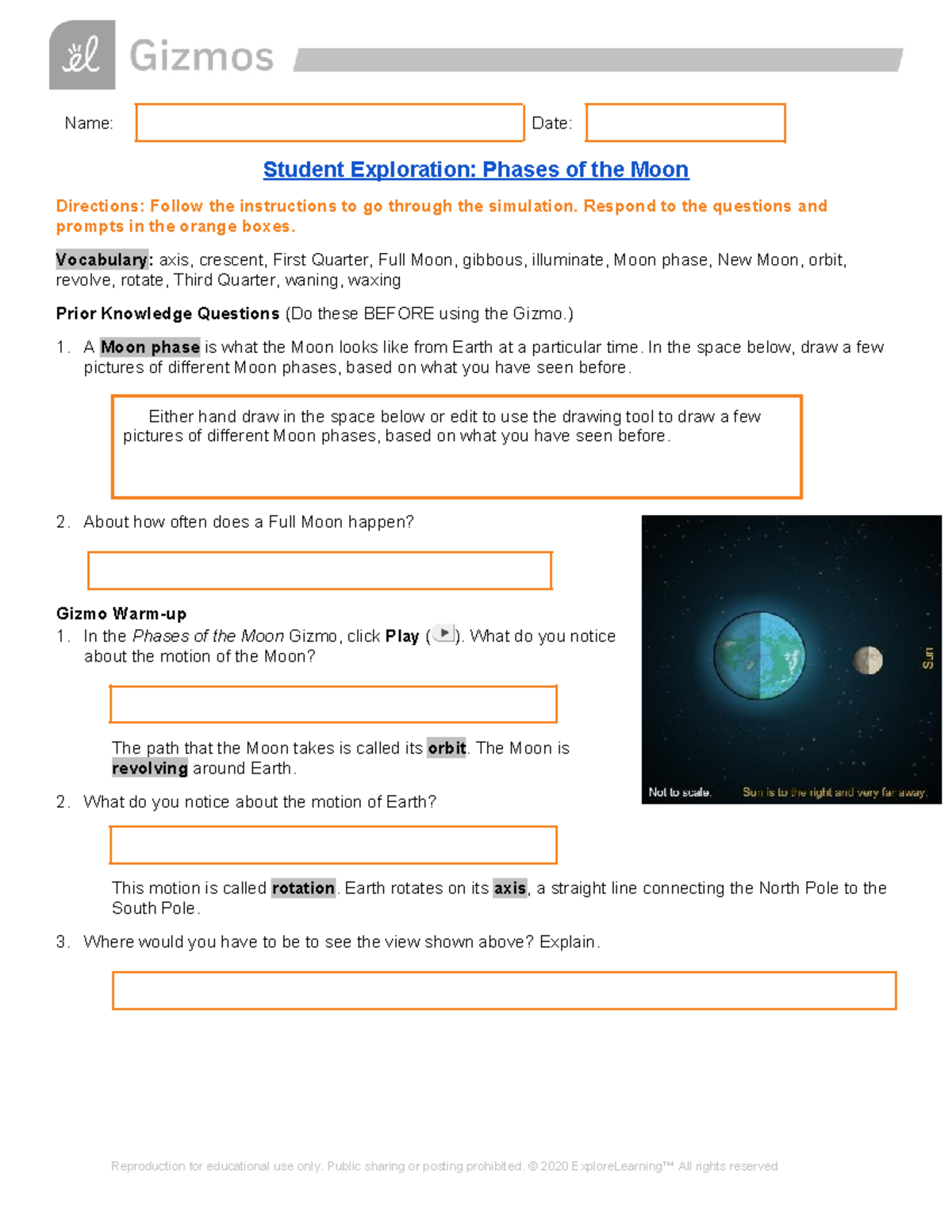 Copy of Copy of Phases Moon SE - Name: Date: Student Exploration ...