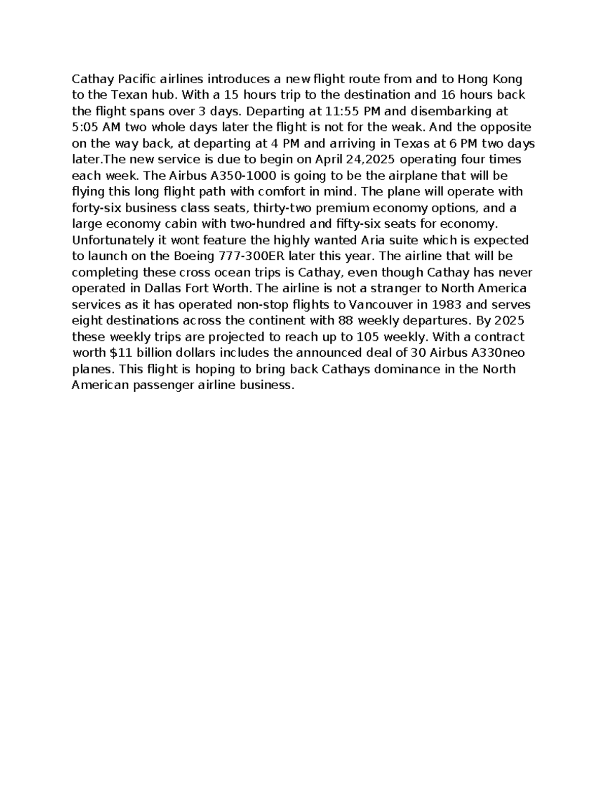 Document 1 - wasdwasdwasd - Cathay Pacific airlines introduces a new ...