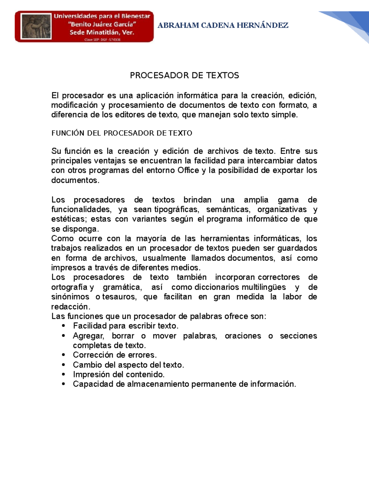 Procesador DE Textos Informatica Adminitrativa - PROCESADOR DE TEXTOS ...