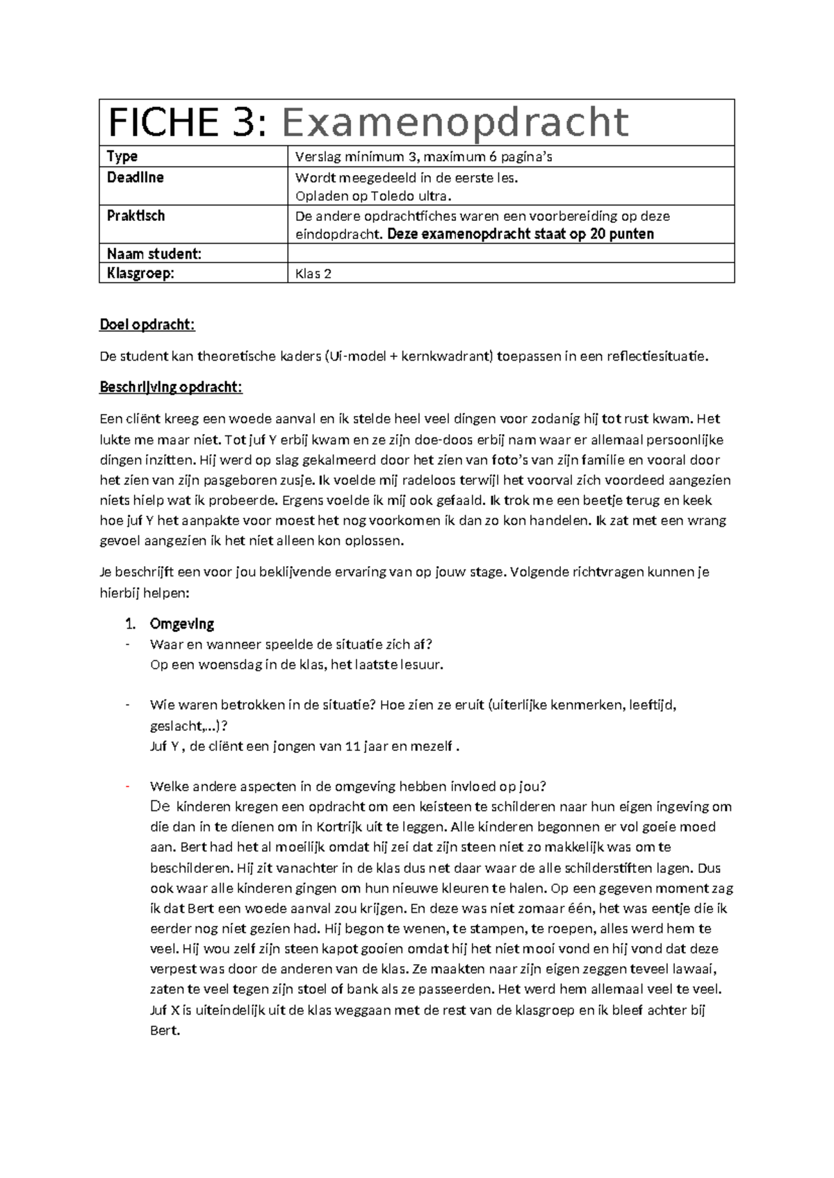 Examenopdracht reflectie-leervaardigheden - FICHE 3: Examenopdracht ...