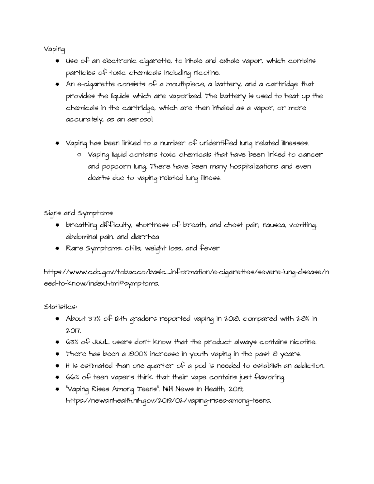 Vaping and Bipolarism Health Effects Notes - Vaping Use of an ...