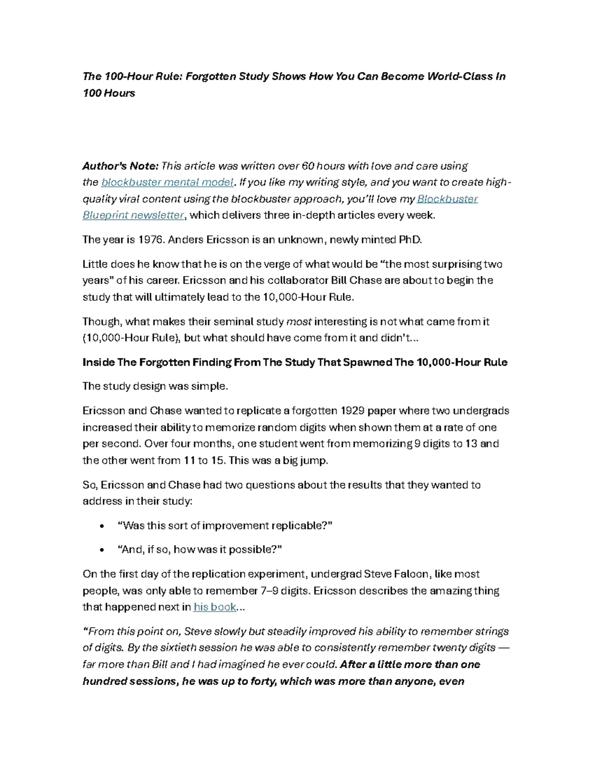 The 100-Hour Rule - analisis de datos - The 100-Hour Rule: Forgotten ...