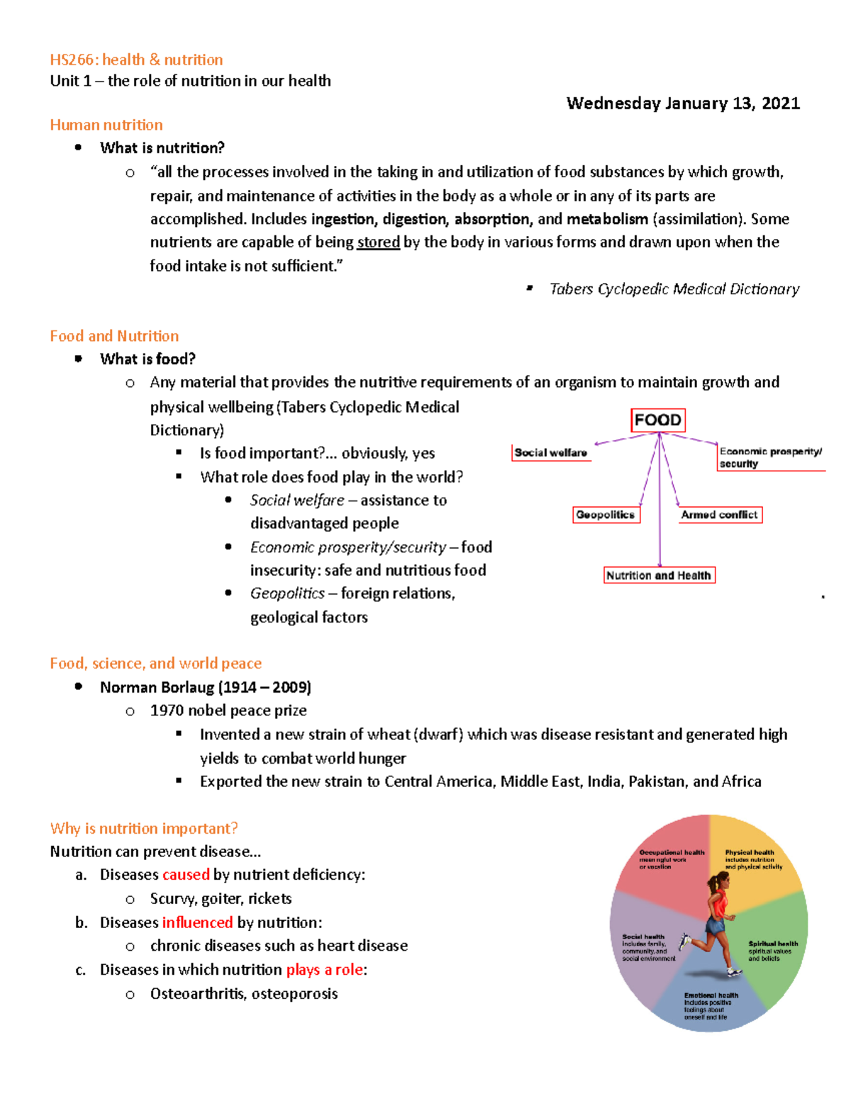 Unit 1 – the role of nutrition in our health - Unit 1 – the role of ...