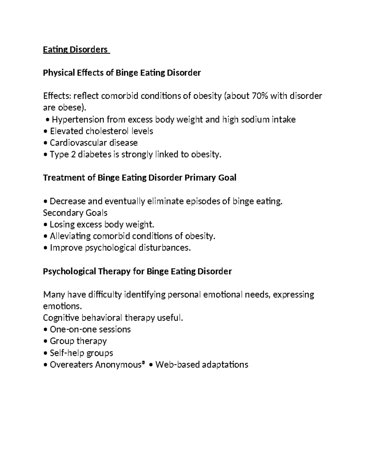 Nutrition 132 (64) - Eating Disorders Physical Effects of Binge Eating ...