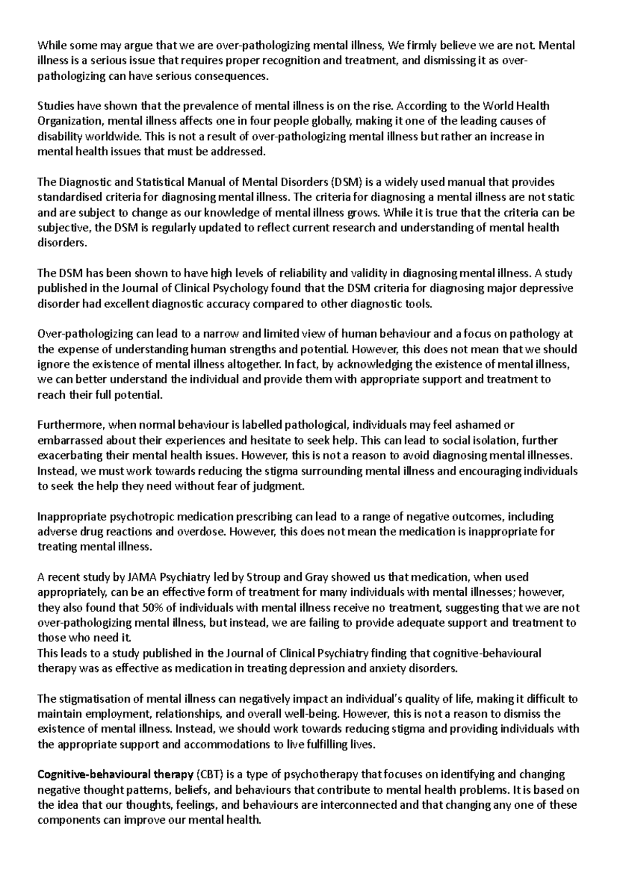 PSy speech - Notes - While some may argue that we are over ...