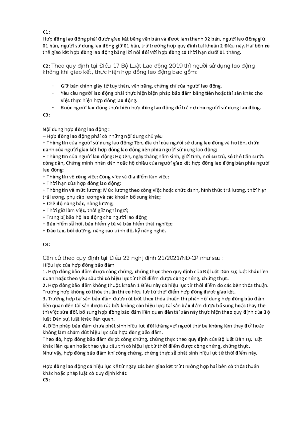 Pldc - fgdgd - C1: H p đồồng lao đ ng ph i đợ ộ ả ược giao kếết bằồng vằn b n và đ ả ược làm ...