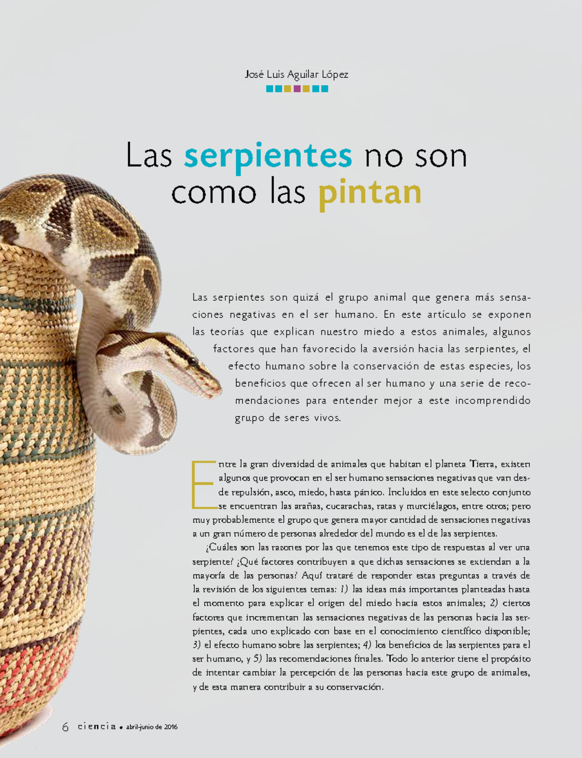 Serpientes - Resumen Biologia - 6 c i e n c i a • abril-junio de 2016 ...