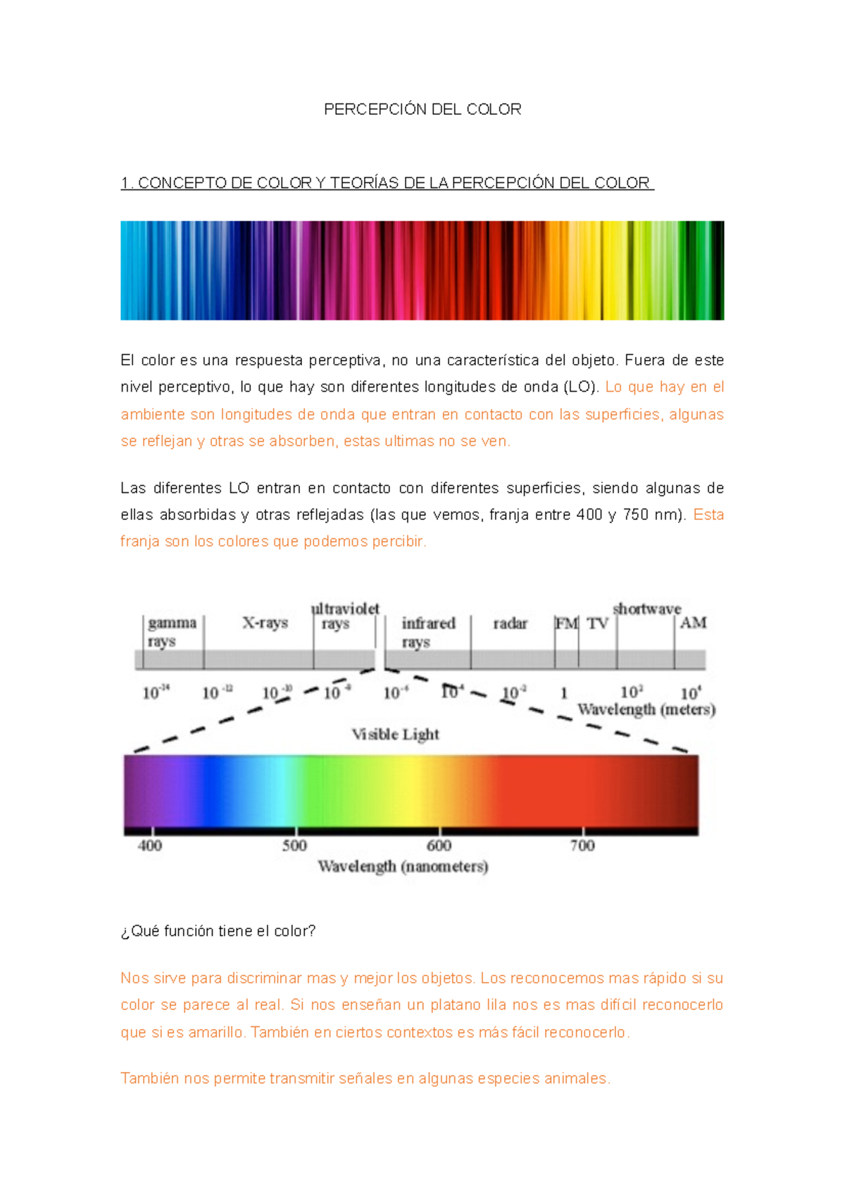 Pràctica color con teoria - PERCEPCIÓN DEL COLOR 1. CONCEPTO DE COLOR Y ...